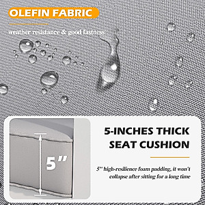 MU Aluminum Patio Furniture Set, 5 Pieces Modern Outdoor Sectional Sofa Couch with Upgrade Cushion and Coffee Table, Oversized Patio Conversation Set, White Frame and Light Grey Cushion