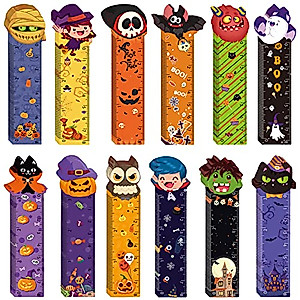 72 Pcs Halloween Bookmark Rulers Party Favor Pack with Halloween Themed Prints Cartoon Pumpkin Book Marks Halloween Book Marks for Halloween Party Decor Classroom Rewards and Trick or Treat Prizes