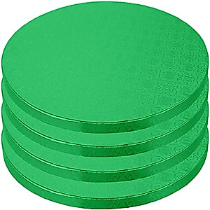 12 Inch Cake Boards - 4 Pack Cake Drums 12 Inch Dia - Disposable Green Cake Board Circles - Reusable Round Cake Boards - Cake Base Cardboard Cake Rounds - Cake Decorating Supplies & Baking Supplies