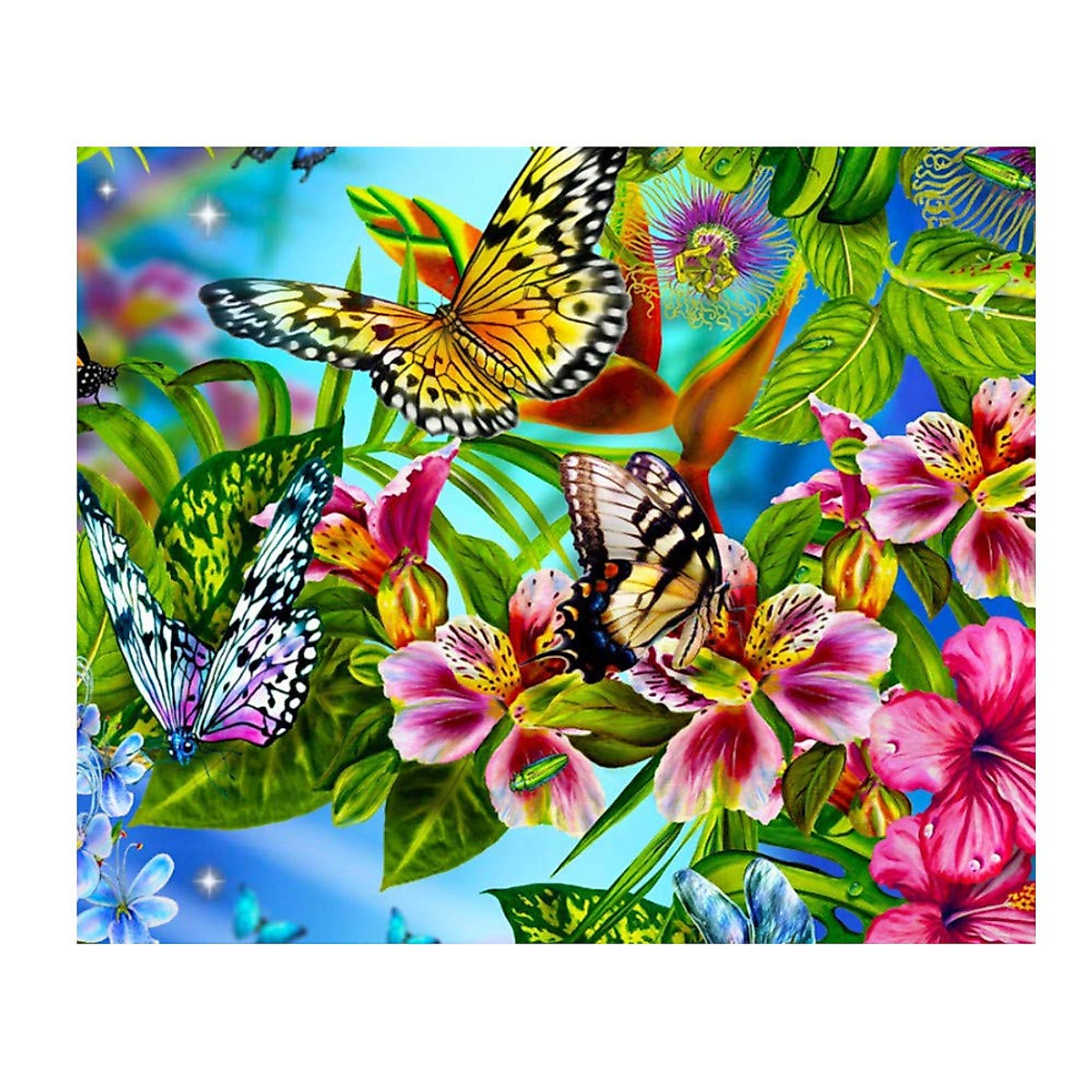 DIY 5D Diamond Painting Full Dril, Xizhendai 5D Full Embroidery Paintings Rhinestone Pasted DIY Diamond Painting Cross Stitch Home Wall Decor (Flower, 30x40cm)