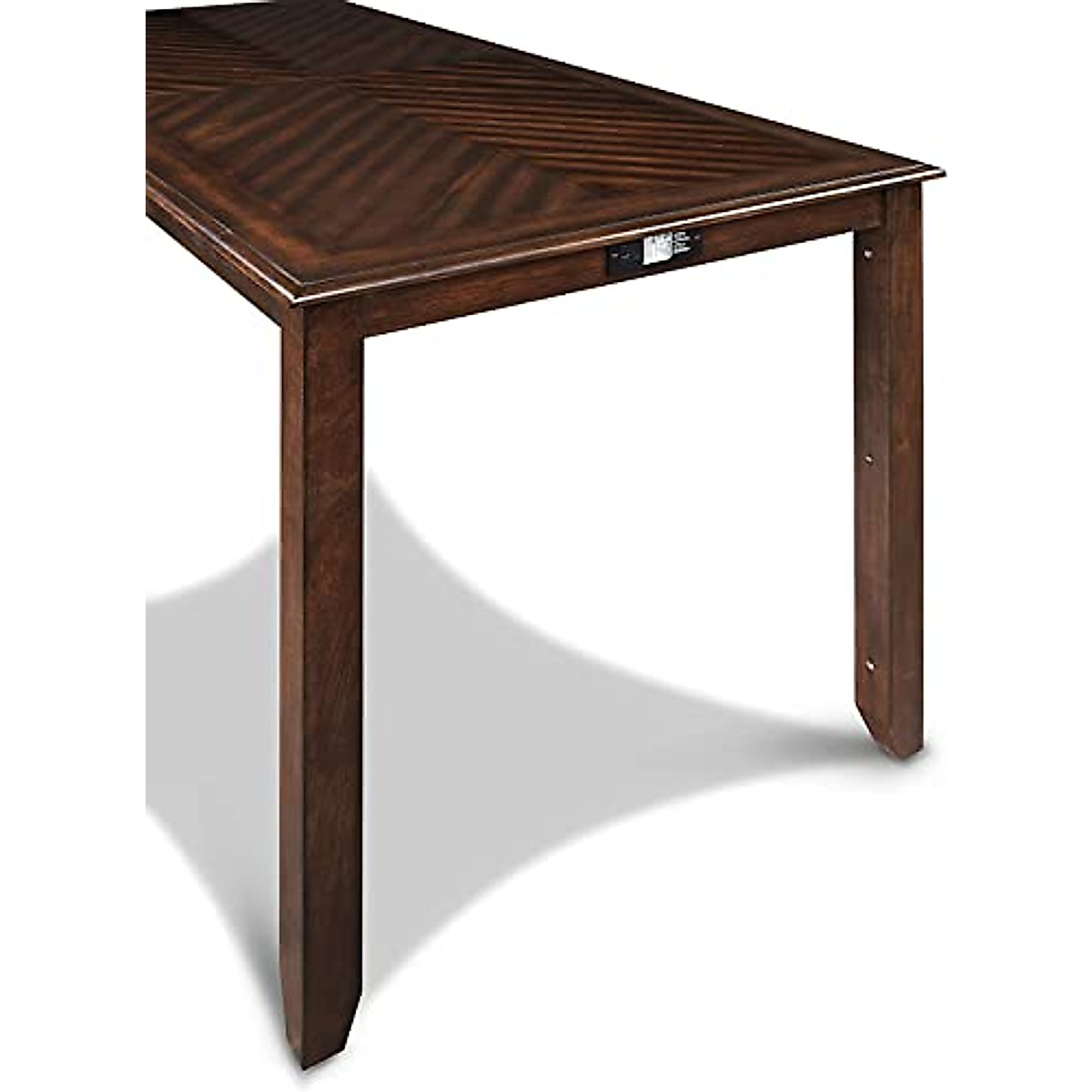 New Classic Furniture Amy Kitchen Counter Island Dining Table for 4 with Storage Shelf & USB Chargers, Traditional Brown Cherry