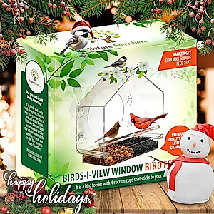 Nature Anywhere Premium Clear Plastic Window Bird Feeder for Outside - Window Bird Feeders with Strong Suction Cups - Transparent Bird Feeder Window Mount Acrylic Bird House for Cat Window Perch