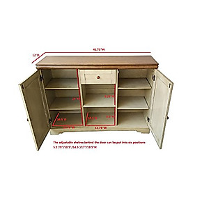 Kings Brand Furniture - Wood Buffet Cabinet Console Table, Black / Walnut