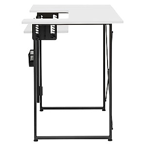 Sew Ready Pivot Swingout Storage Panel Sewing Table, Graphite/White