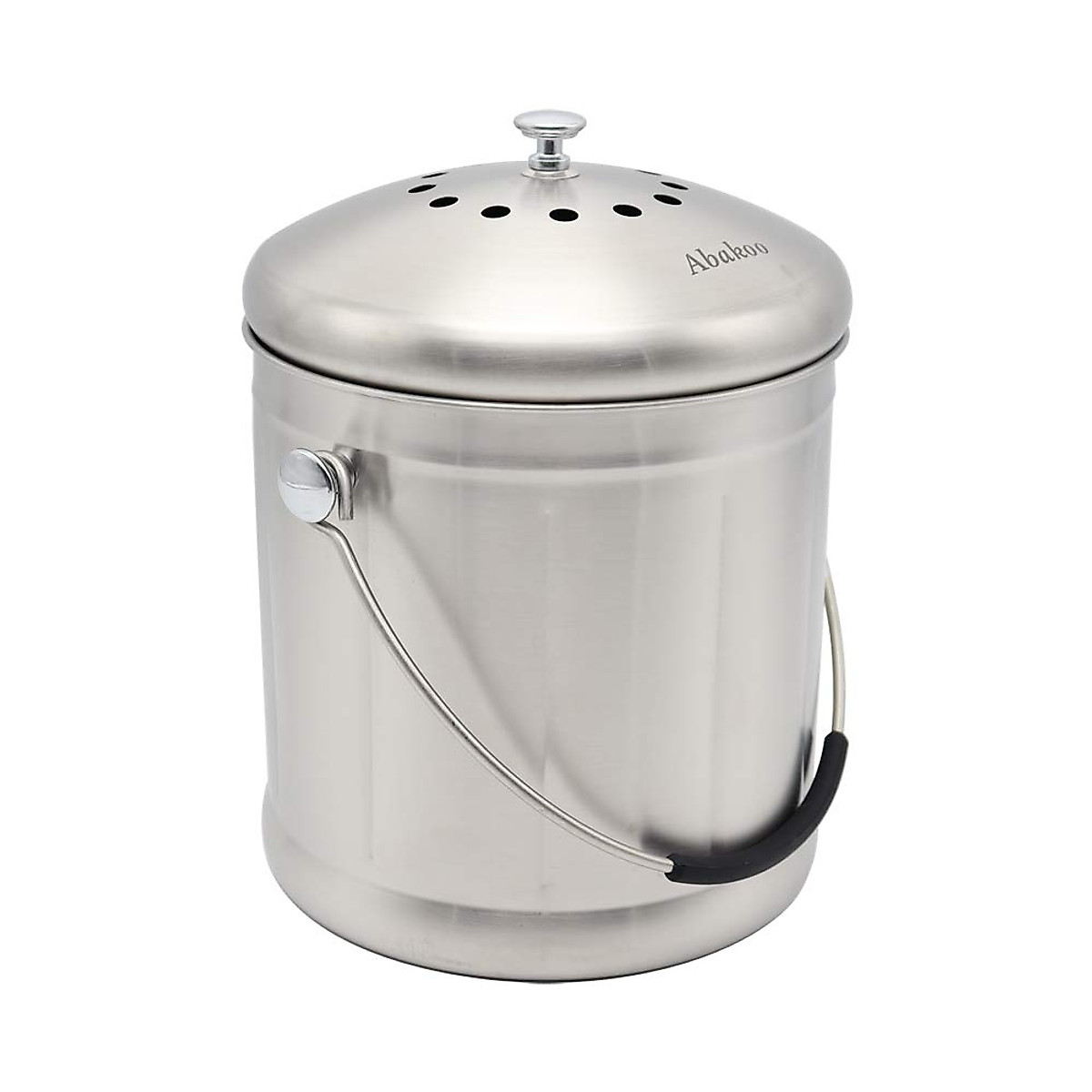 Abakoo 1.8 Gallon Compost Bin Container Kitchen Compost Bin, Compost Pail with Stainless Steel Lid, Countertop Kitchen Trash Can (includes totally 2 filters)