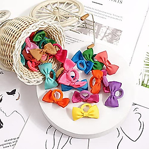 80PCS Tiny Hair Ties With Bows Baby Bows Rubber Bands Hair Ties Soft Elastics Ponytail Holders Hair Accessories for Infants Toddlers Baby Girls Multi-colored