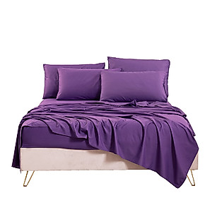 Bedlifes Full Size Sheet Sets- Cooling Sheets-Ultra Soft-Silky-Breathable-Deep Pocket- 1800 Series Bedding Set Microfiber- Purple Bed Sheets Full Size 4 Pieces