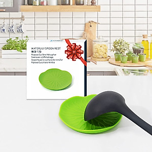 KITCHENDAO Cute Waterlily Silicone Spoon Rest for Kitchen Counter - Ladle Utensil Spoon Holder-Dishwasher Safe- BPA Free High-Quality Material-Gift Idea for Women -1 Pack With Color Box