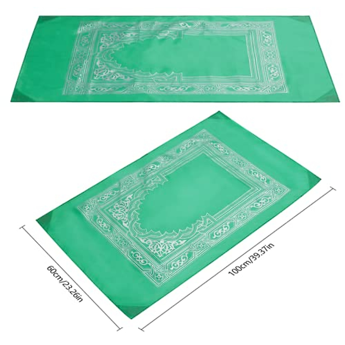 HAHTGSO Prayer Rug, Prayer Rug Muslim Travel Prayer Mat Pocket Prayer Mat, Pockets Prayer Rug Mat Pockets Prayer Rug Mat Muslim Sets Islam Prayer Mat Travel Essentials 60x100cm (Grass Green)