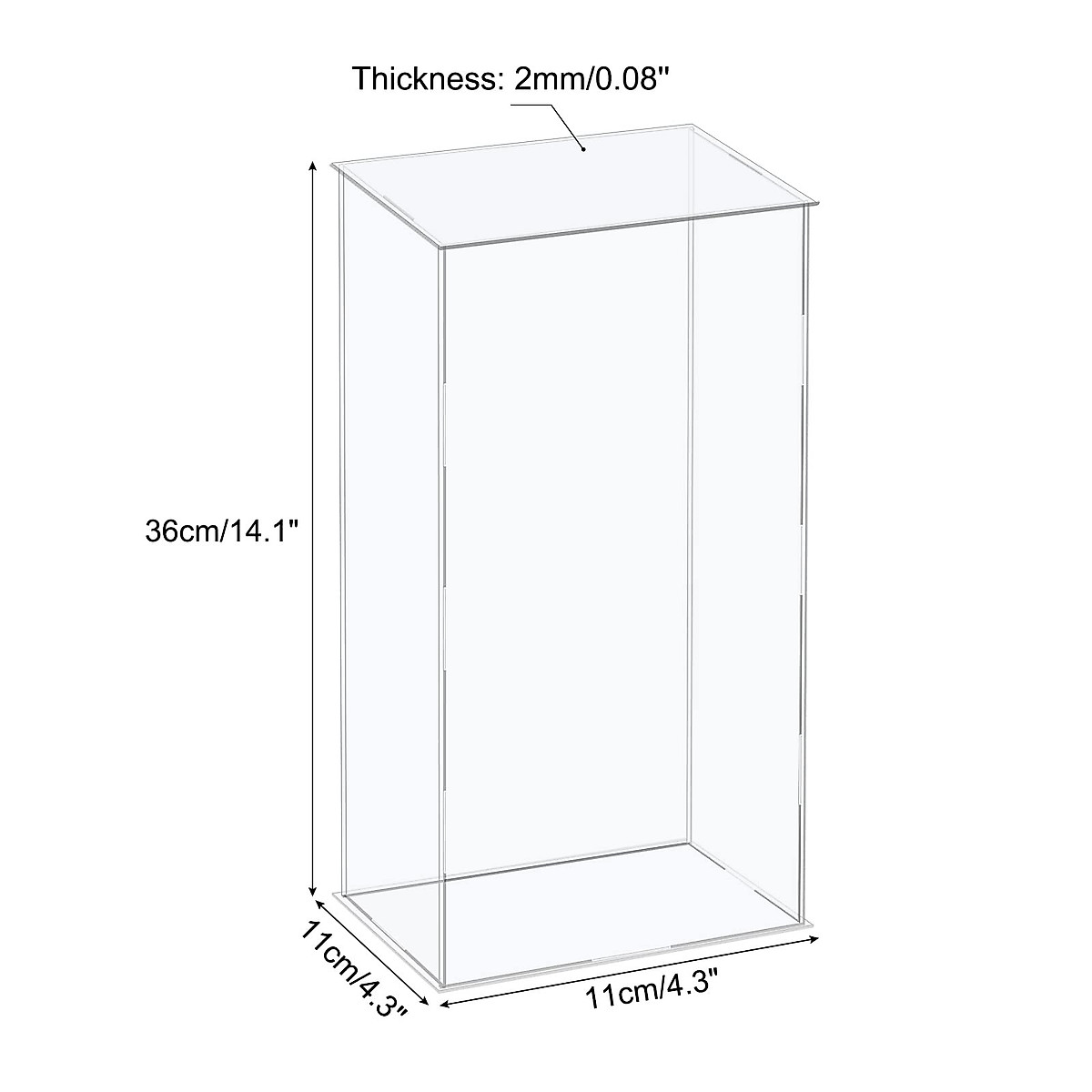 MECCANIXITY Acrylic Display Case Plastic Box Cube Storage Box Clear Assemble Showcase 4.3x4.3x14.1 Inch for Collectibles