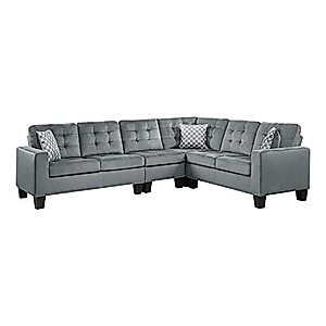 Lexicon Leighton Fabric Reversible Sectional Sofa, Gray