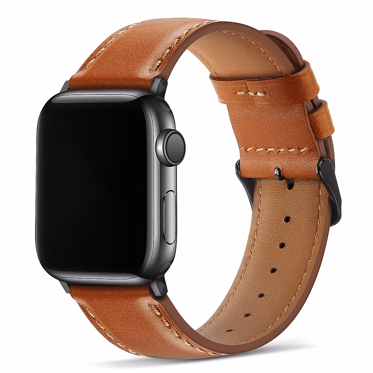 Tasikar Bands Compatible with Apple Watch Band 49mm 46mm 45mm 44mm 42mm Men Genuine Leather Replacement Bands Compatible with Apple Watch Ultra 2 SE Series 10 9 8 7 6 5 4 3 2 1, Classic Brown