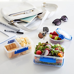 Sistema KLIP IT Rectangular Collection Food Storage Container, 33.8 oz./1.0 L, Clear/Blue, 3 Count