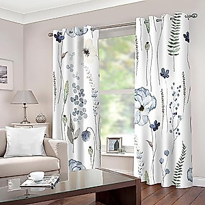 Blackout Curtains 84 inch Length 2 Panels Set Floral Artistic Drapes Leah Beige Poppy Flowers Light Blocking Thermal Black Liner Sound Proof Curtains for Bedroom Living Room, 42 x 84 inches