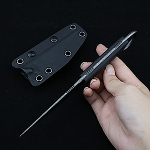 Gtkii GTK140 Fixed Blade Knife, D2 Steel Blade G10 Handle EDC Tool Knife for Outdoor Camping Hiking Hunting(Black)