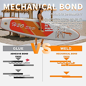 H2OSUP Inflatable Paddle-boards 10'6''/126'' x 30'' x 6'' White-Orange, Ultra-Light, Wide Stable Design, Non-Slip Deck for Surfing, Paddleboarding, Yoga, Touring