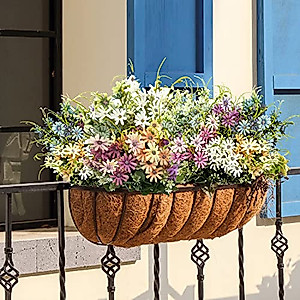 Guagb 6Pcs Artificial Daisy Silk Flower Outdoor UV Resistant Fake Wildflowers Faux Greenery Shrubs Plastic Plants Arrangements for Home Indoor Outside Garden Vase Decor