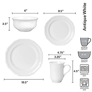 Mikasa Antique White 16-Piece Dinnerware Set, Service for 4