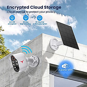 Tuck Solar Security Cameras Wireless Outdoor, 1080P HD Battery Power WiFi Surveillance Indoor Home Camera with 4 Spotlights, Color Night Vision, 2-Way Audio, Human Detection, Cloud Storage