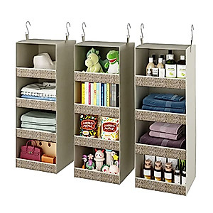 GILLAS 4-Shelf Hanging Organizer, 3-Pack Closet Hanging Shelves, Closet Organizers and Storage Collapsible Hanging Closet Shelves,12.2" W x 12.2" D x 33.6" H