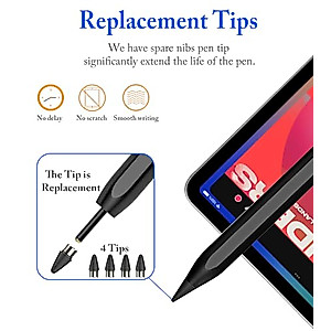 Active Stylus Pens for Touch Screens, DOGAIN Pencil for Android, Rechargeable Tablet Pen POM Tip Magnetic iPad Pencil for iPad/Pro/Air/Mini/iPhone/Samsung/Lenovo/iOS/Android and Other Touch Screen