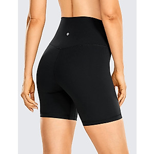 CRZ YOGA Women's Brushed Naked Feeling Biker Shorts 6'' - High Waist Matte Workout Gym Running Spandex Shorts Black Medium