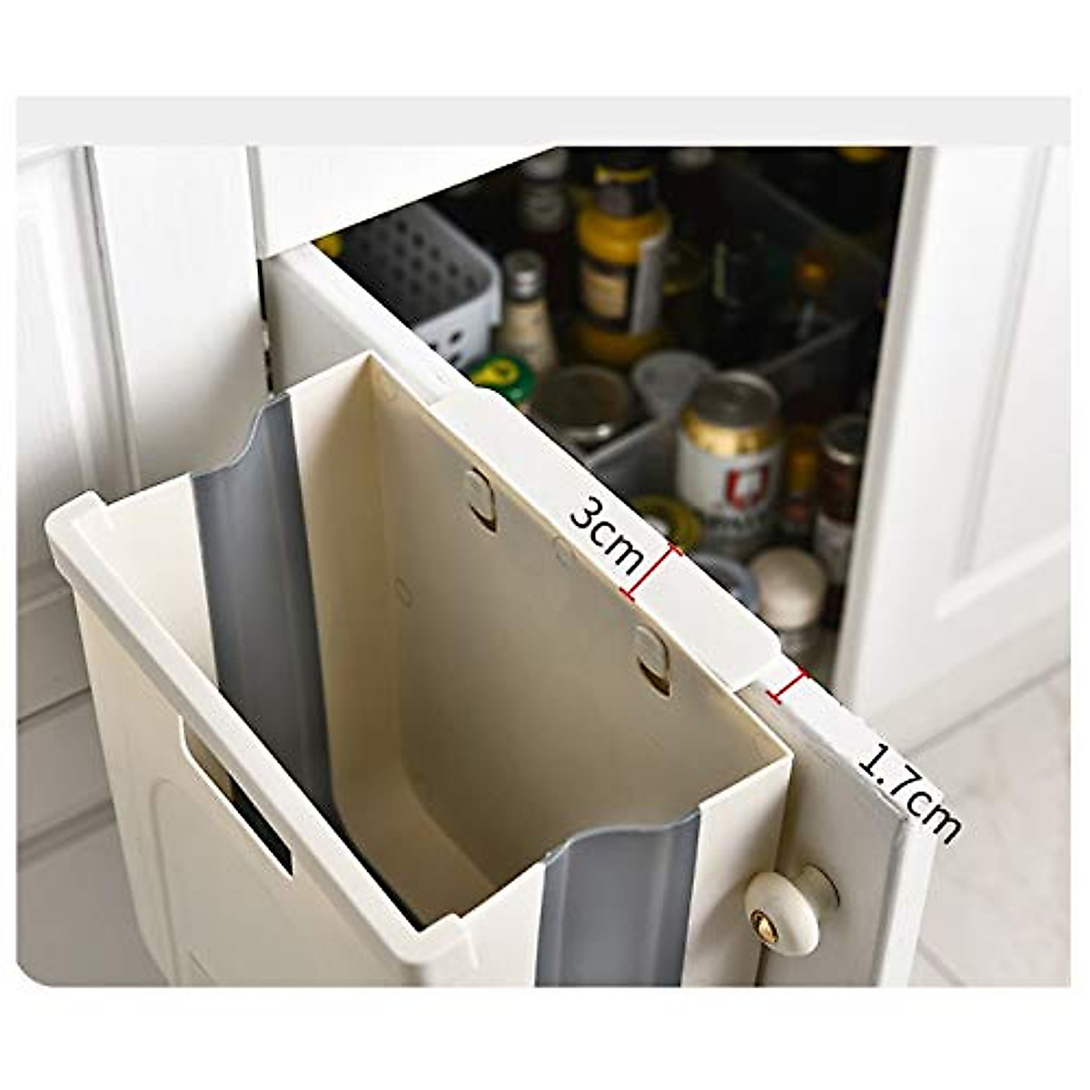 Upgrate Foldable Trash Can 9L Hanging Folding Garbage Bin with Waste Bag Pocket for Home & Portable Outdoor Collapsible Trash Bin (White)