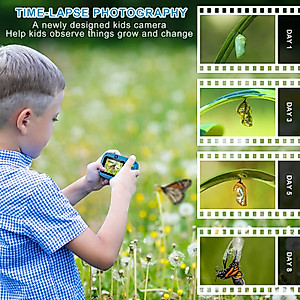 Kids Camera Toys for 4-8 Year Old Boys, Selfie Camera for Kids for Boys Age 3-6,Kids Time Lapse Camera with 32G Memory Card by Elimiic (Navy)