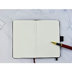 2-Pack Pocket Notebook Pocket Size 3.5" x 5.5" Hardcover Bound Journal Blank Paper Mini Notepad with Pen Holder Inner Pocket Black Leather Bound for Journal Sketchbook Composition Notebook