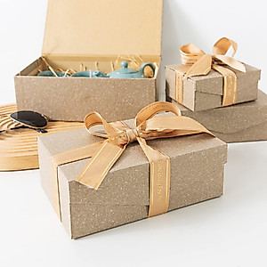 Soul & Lane Kraft Paper Decorative Gift Boxes with Lids and Magnetic Closure (Set of 4): Nesting Rectangle Flip Top Cartons, Stackning Empty Baskets for Gifts, Stylish Mache Packaging Containers