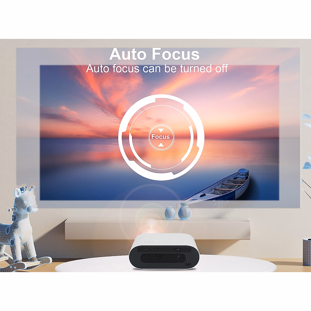 Auto Focus FHD 1080P/4K Smart Projector 700ANSI & 15000 lumens, BT5.0, Android 10 LED Home Movie Projectors, Built-in Certified TV Box Support 8000+ Apps, Compatible with Stick/iPhone/Laptop