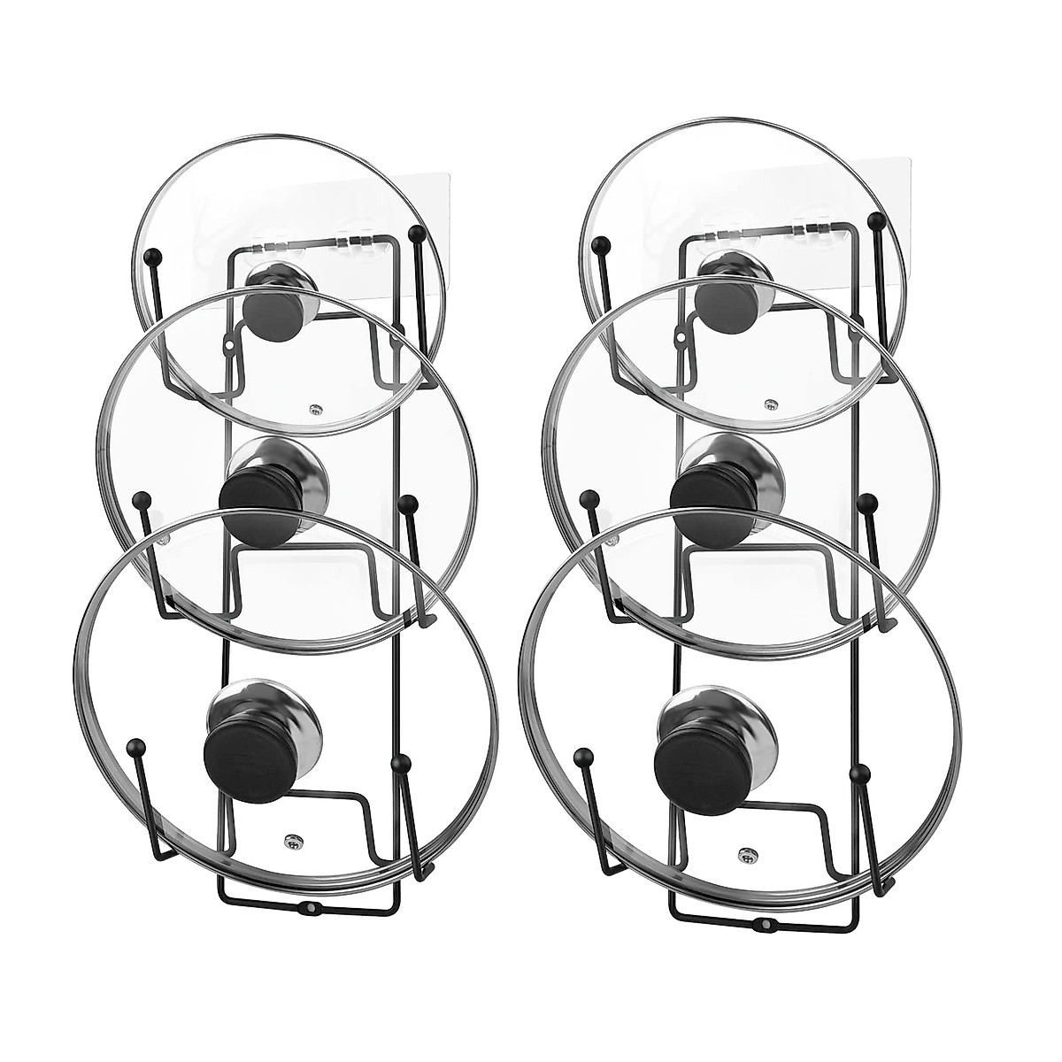 BYTEAIDREX 2-Pack Pot Lid Organizer，6 tier pot lid rack,lid storage organizer for cabinet，lid holders inside cabinet，pot lid organizer for cabinet door,（black