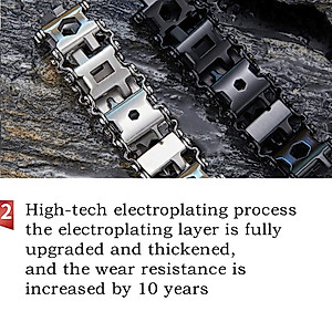 ONELANKS Stainless Tool Bracelet for Men Compatible for LEATHERMAN TREAD and Watch Band 29 in 1 Survival Hiking Camping Travel Friendly Multitools Wearable Bracelet （Silver）