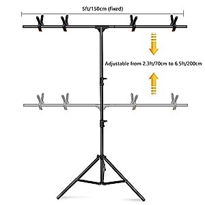 [Upgraded T-Shaped Joint Version] T-Shape Backdrop Stand Kit 6.5x5ft, MOUNTDOG Photo Backdrop Stand Background Support System with 4 Clamps for Photography Video Studio (Backdrop NOT Included)