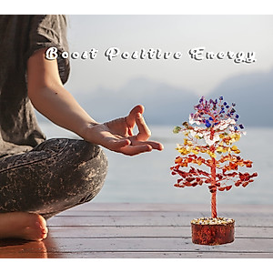 7 Chakra Crystal - Crystal Tree - Gem Tree - Chakra Decor - Spiritual Gifts - Crystal Money Tree - Crystal Gifts, Feng Shui Decor - Home Déco Gifts, Spiritual Decor, Meditation Decor, 10 Inch