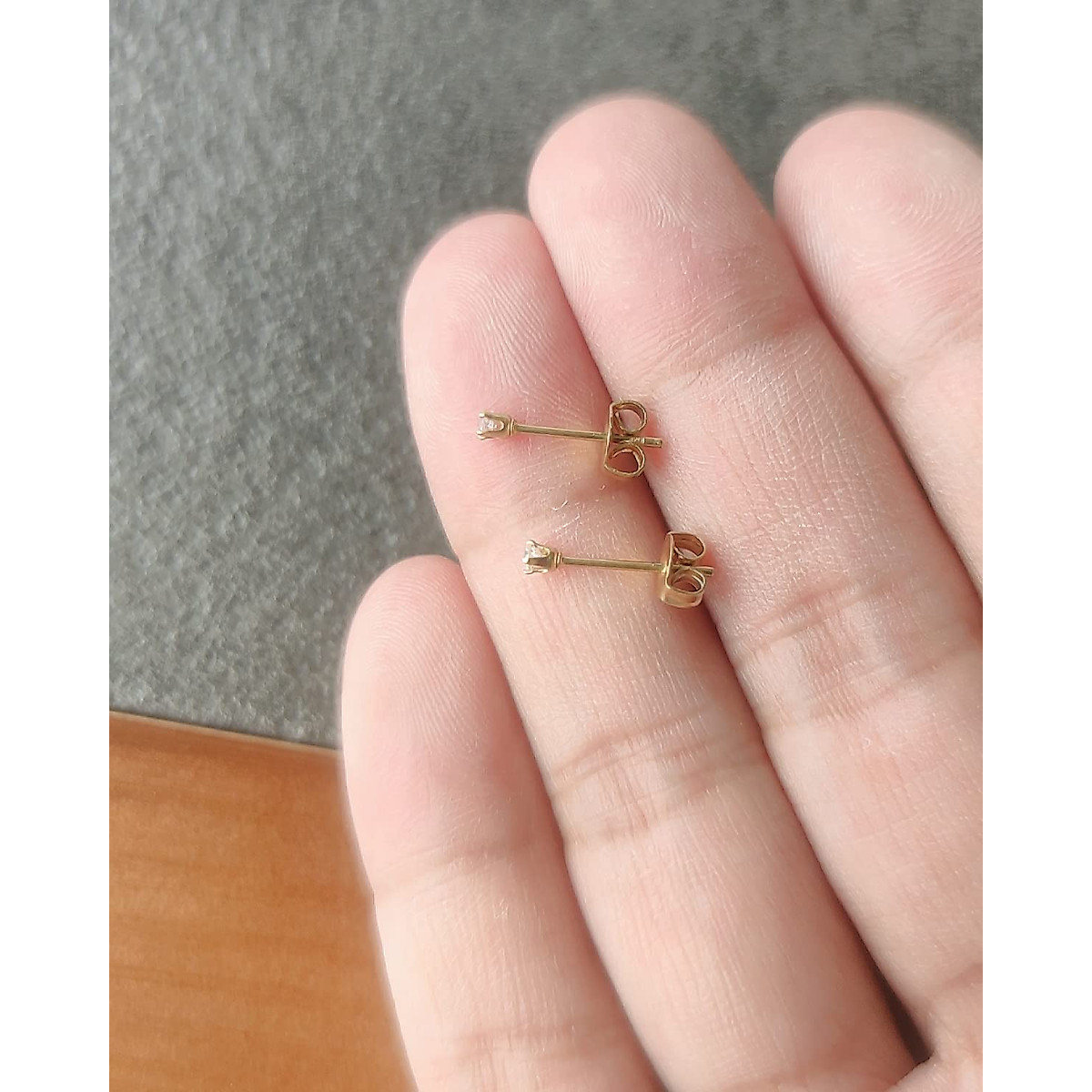 Hayfunaa 2MM Cubic Zirconia CZ Stud Earrings Gold: 14K Plated 20G Mini Stud Earrings Set - Cartilage Helix 2-nd 3-rd Hole Micro Multiple Piercing Jewelry Hypoallergenic Post Earring, Pack of 6 Pairs