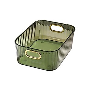 Rectangular Storage Basket, Acrylic Sundries Snack Box Bins Desktop Pantry Organizer, Cosmetic Makeup Storage Containers for Bathroom(S,Green)