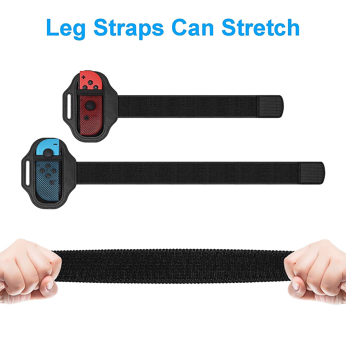 FASTSNAIL 2 Packs Leg Strap Compatible with Nintendo Switch Sports/Ring Fit Adventure, 2 Sizes Adjustable Velcro Straps Compatible with Nintendo Switch & OLED Model Controller Games Accessories