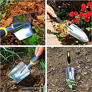 SXBBSMC Garden Trowel, Hand Shovel, 2 Piece Cast-Aluminum Heavy Duty with Soft Rubber Handle Garden Tools, Small Hand Trowel for Women Men Kids Gardening