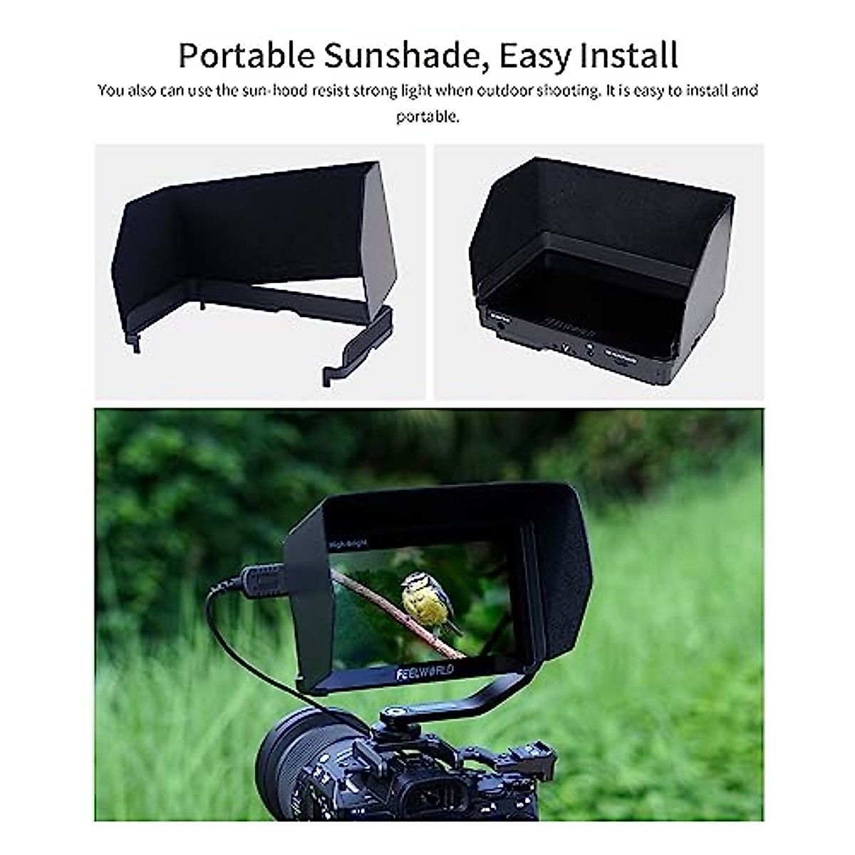 FEELWORLD F6 Pro +Battery +Charger+Carry Case 5.5 Inch 1600nits Touchscreen DSLR Camera Field Monitor with 3D LUT F970 External Kit Install for Power Wireless Transmission FHD 1920x1080 4K HDMI