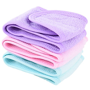 alileona Spa Facial Headband Makeup Hair Band Breathable And Soft Sport Headband Adjustable Towel For Face Washing, Shower,Makeup, Yoga (Pruple,Pink,Blue)