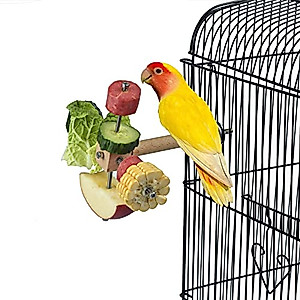 Guanlant Bird Food Holder for Cage, Bird Feeders Stand, Rotating Bird Toys with Perch, Parrot Fruits and Veggies Holder, Birds Foraging Toy, Bird Treat Sticks for Cockatiel Parakeet Conure Eclectus