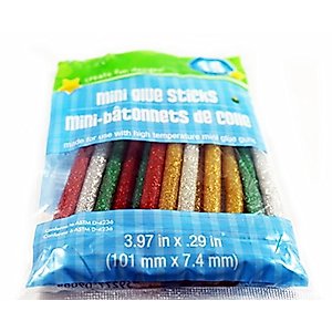 Crafters Square Mini Glue Sticks - Glitter - Red, Green, Gold, Silver - 15 sticks in package
