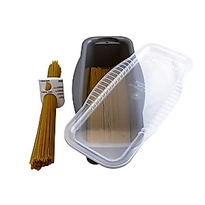 Dependable Industries BPA-Free Non-Stick Microwave Pasta Cooker in Gray with Portioning Tool - Fast, Easy Meals In Minutes Cooks All Types Of Pasta