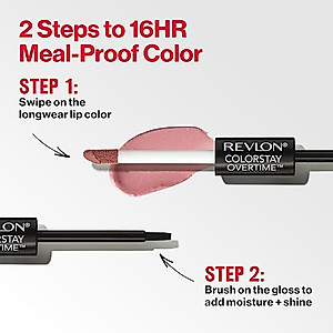 Revlon Liquid Lipstick with Clear Lip Gloss, ColorStay Overtime Lipcolor, Dual Ended with Vitamin E, 480 Unending Red, 0.07 Fl Oz
