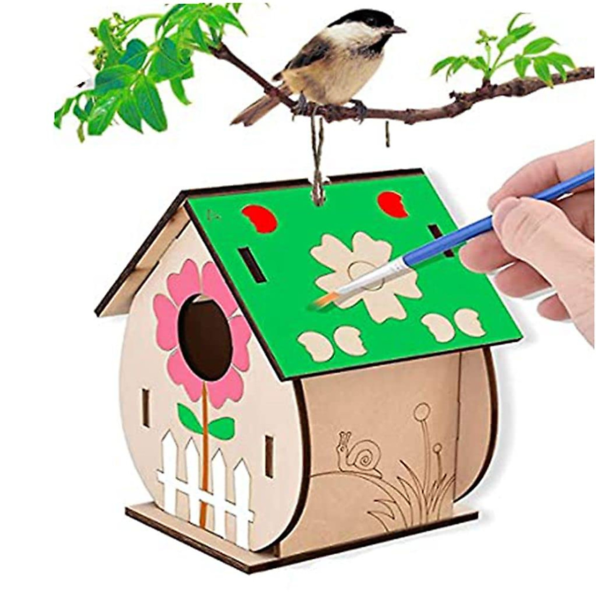 4 Pack DIY Bird House Kit, Halloween Wooden Doodle Birdhouses Set,Paint Wooden Arts,Bird House Building Kit for Boys Toddler Children Ages 4-6 6-8 8-12, Birthday Gifts,Easter Craft,Toys for Girls