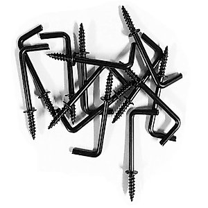 IDEALSV 2 Inch 1 Shape Screw Hooks L Shape Hooks 7 Shape Hooks Black (20 Pack)
