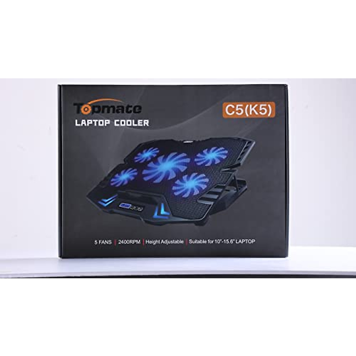 TopMate C5 12-15.6 inch Gaming Laptop Cooler Cooling Pad | 5 Quiet Fans and LCD Screen | 2500RPM Strong Wind Designed for Gamers and Office