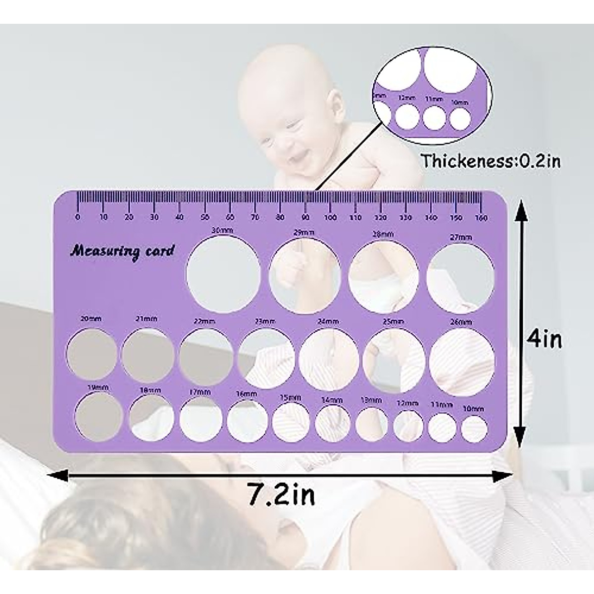 Nipple Ruler is a Measuring Tool Used to Measure The Flange Size for Nipples. Csakri This Breast Pump Sizing Tool is a Must-Have Item for New Mothers(Purple)