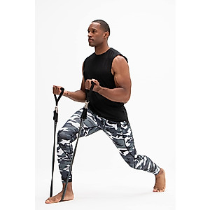 DEVOPS Men's Compression Pants Athletic Leggings (Large, Black/Camo Black/Camo Grey)
